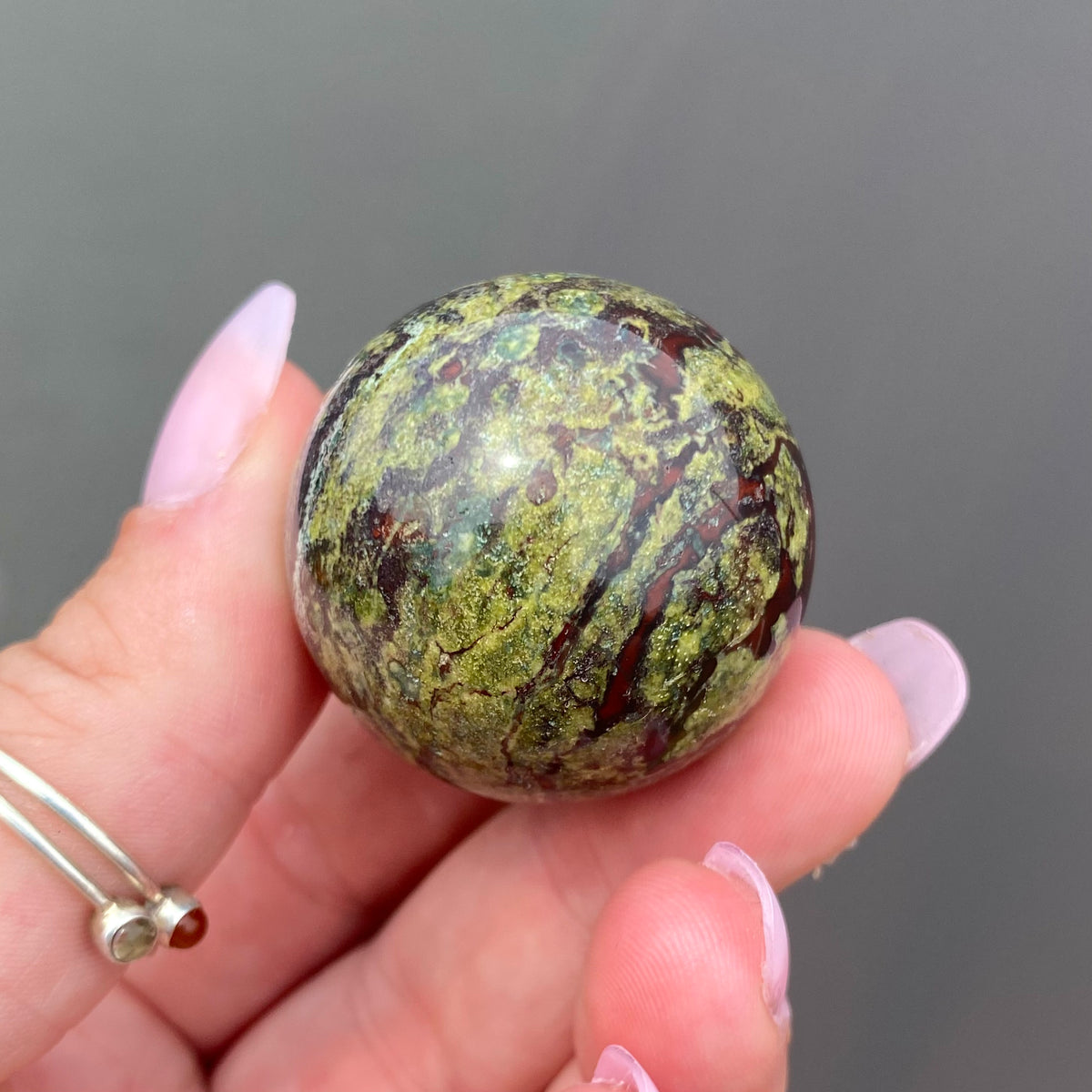 Dragon Bloodstone Sphere – Ruby's Minerals
