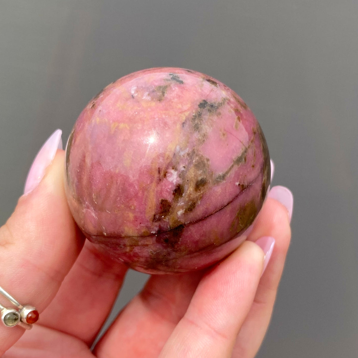 Rhodonite Sphere – Ruby's Minerals