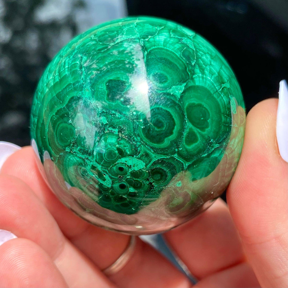 Malachite Sphere – Ruby's Minerals