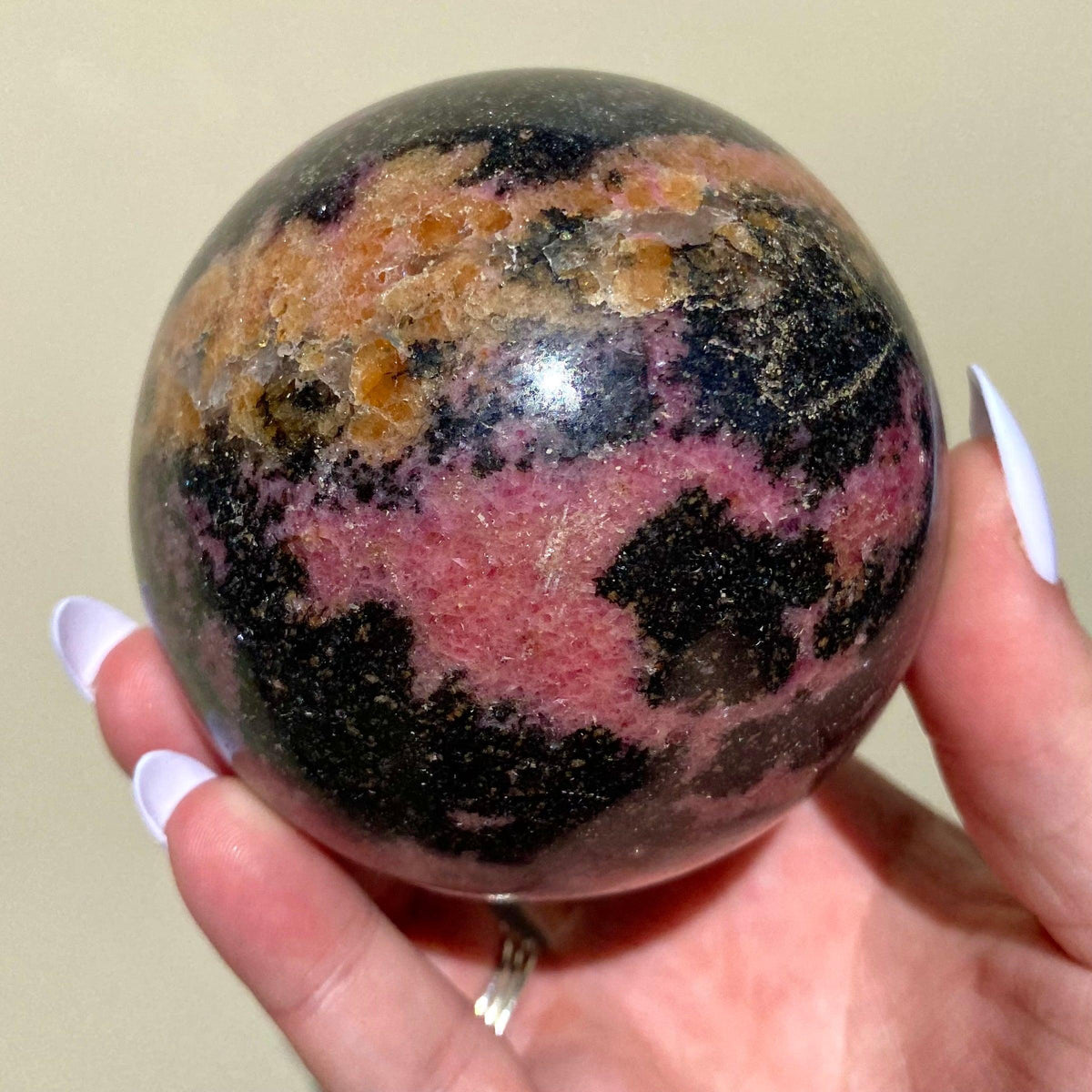 Rhodonite Sphere – Ruby's Minerals