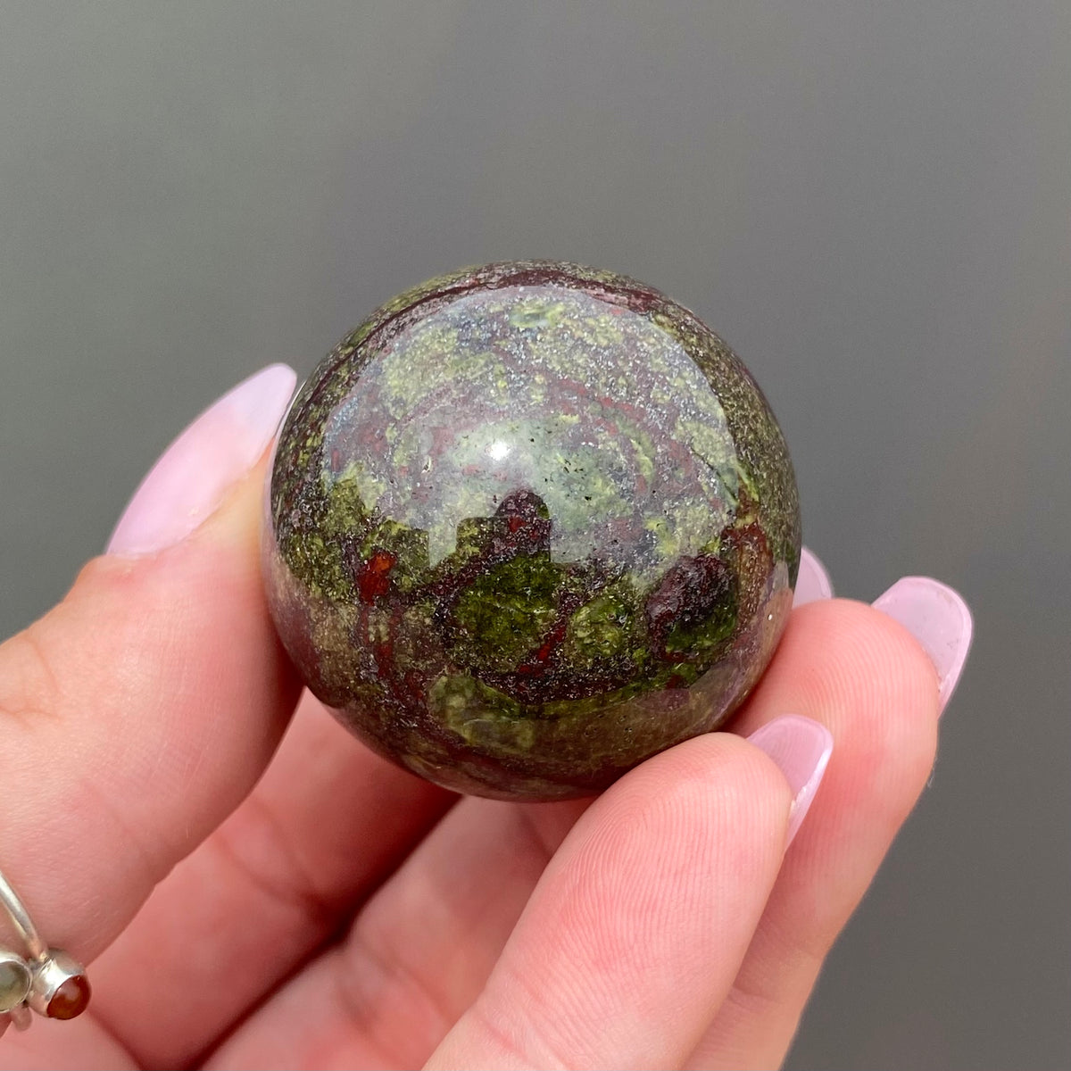 Dragon Bloodstone Sphere – Ruby's Minerals