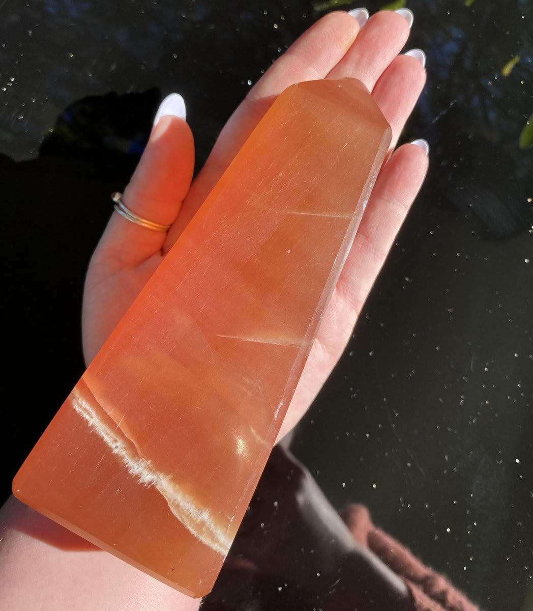 Honey Calcite Tower – Ruby's Minerals